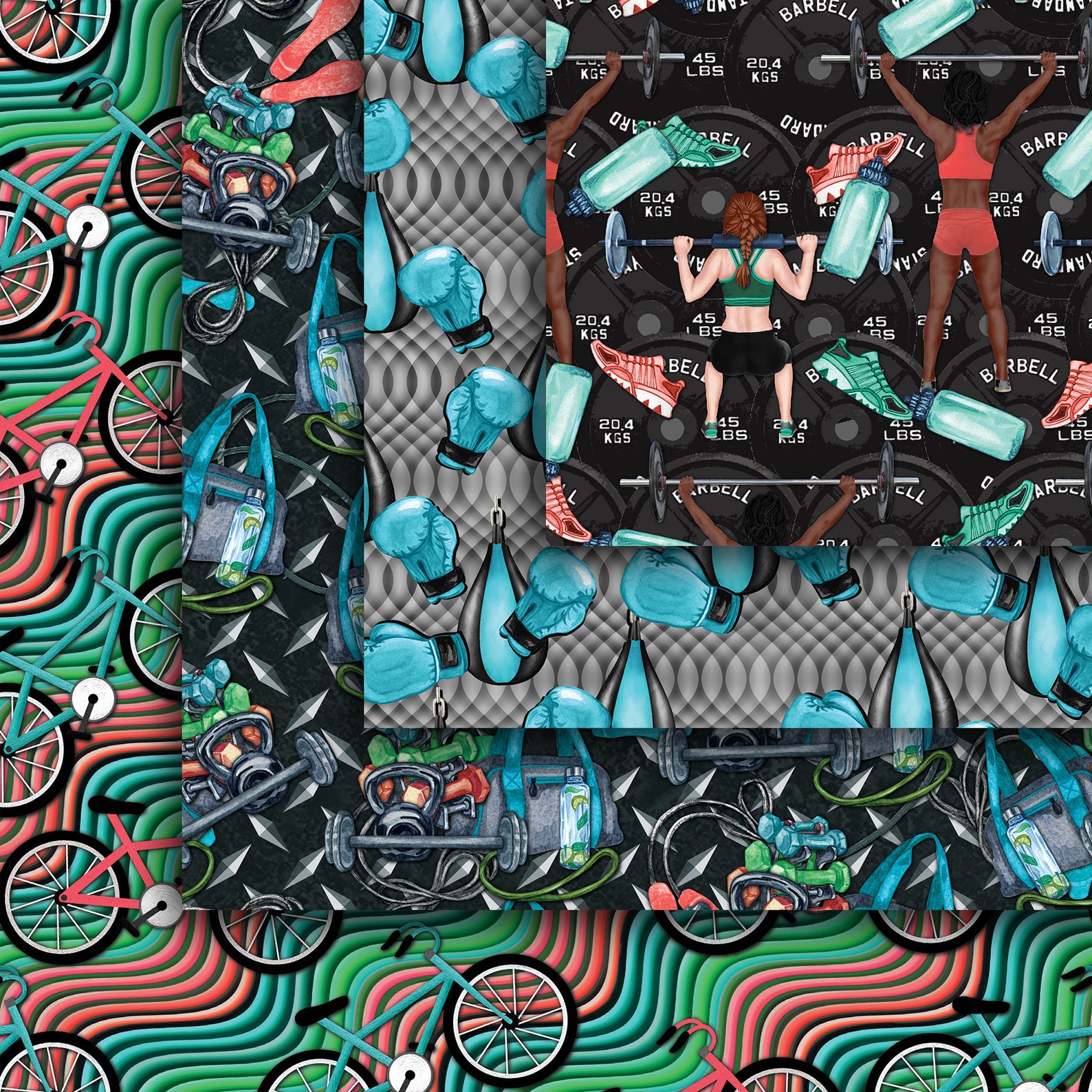 Workout Seamless Digital Paper Pack Fitness Digital Pattern - Etsy