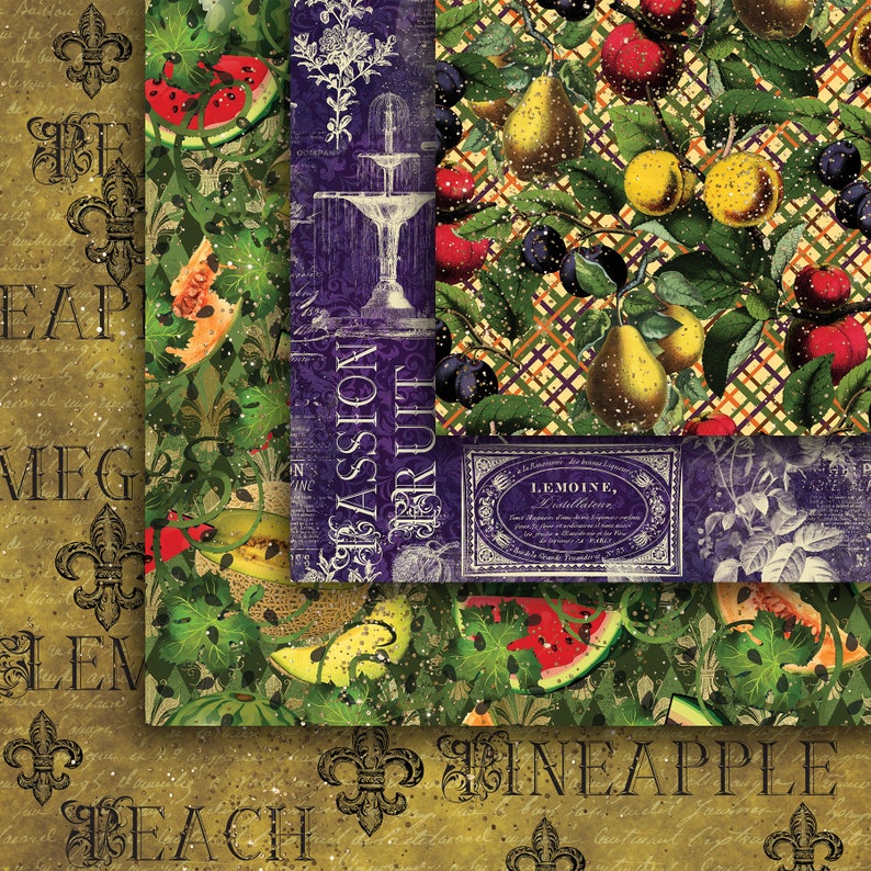 Fruit Seamless Digital Paper Pack Vintage Fruit Digital - Etsy