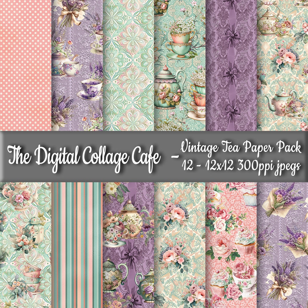 Vintage Tea Cup Seamless Digital Paper Pack, Victorian Tea Pot Fabric ...