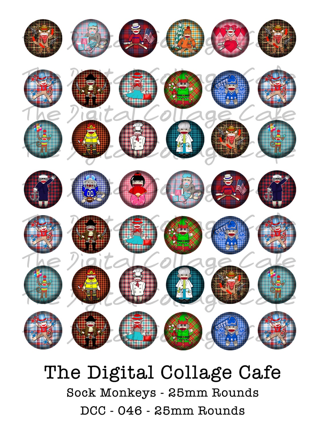 Sock Monkey Digital Collage Sheet Vintage Toy Digital - Etsy