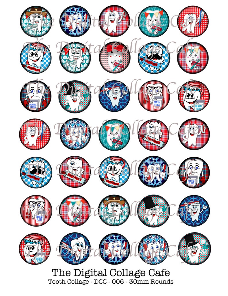 Tooth Digital Collage Sheet DCC006 Dental Hygienist Collage - Etsy