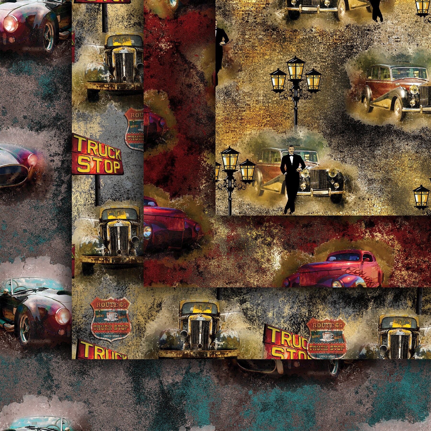 Vintage Cars Seamless Digital Paper Pack Hot Rod Digital | Etsy