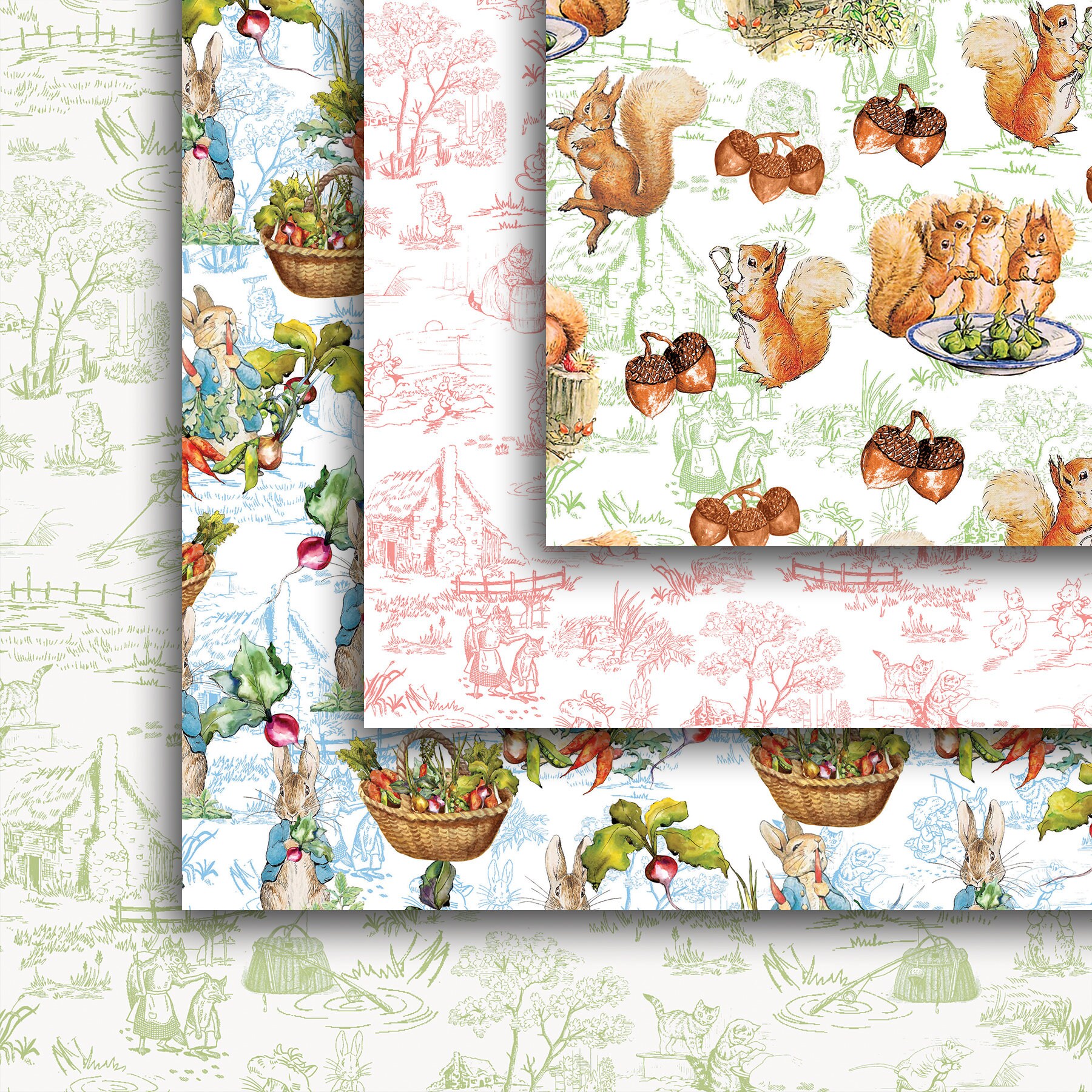 Beatrix Potter Seamless Digital Paper Pack, Peter Rabbit Digital ...