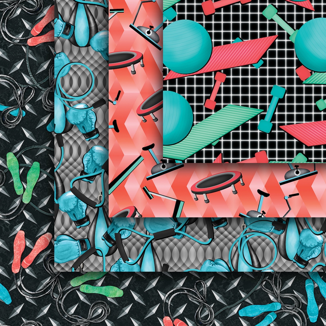 Workout Seamless Digital Paper Pack Fitness Digital Pattern - Etsy