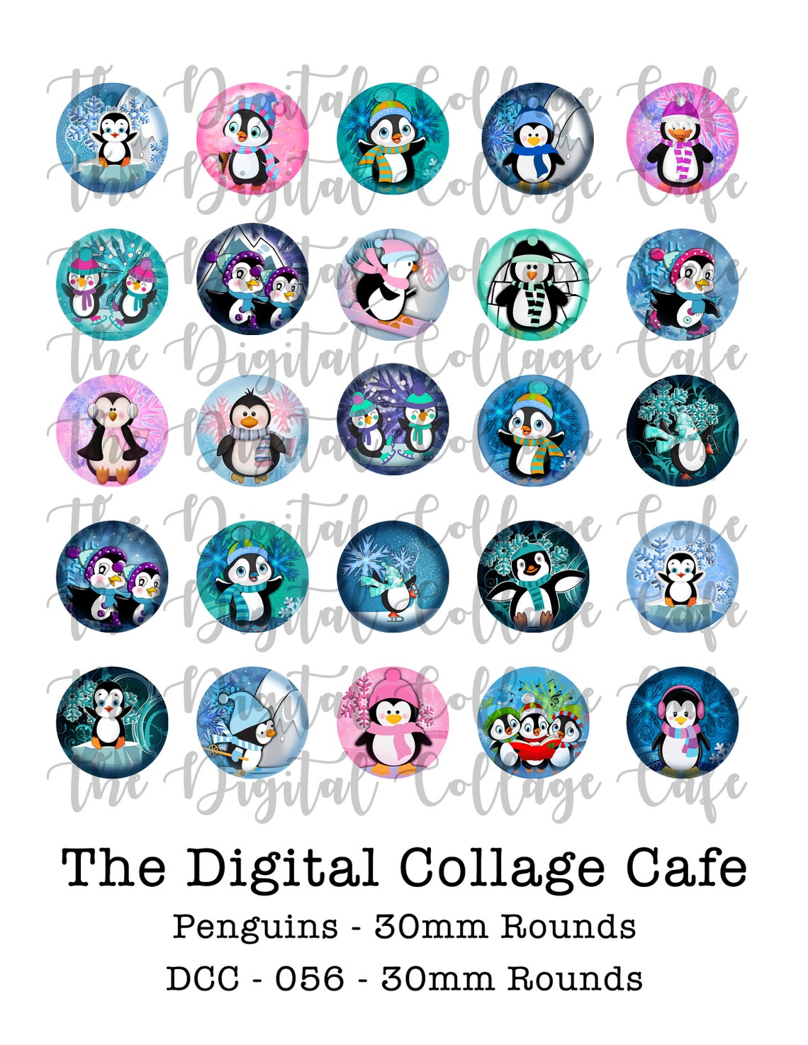 Penguin Digital Collage Sheet - Winter Collage - Snow Collage - DCC056 ...