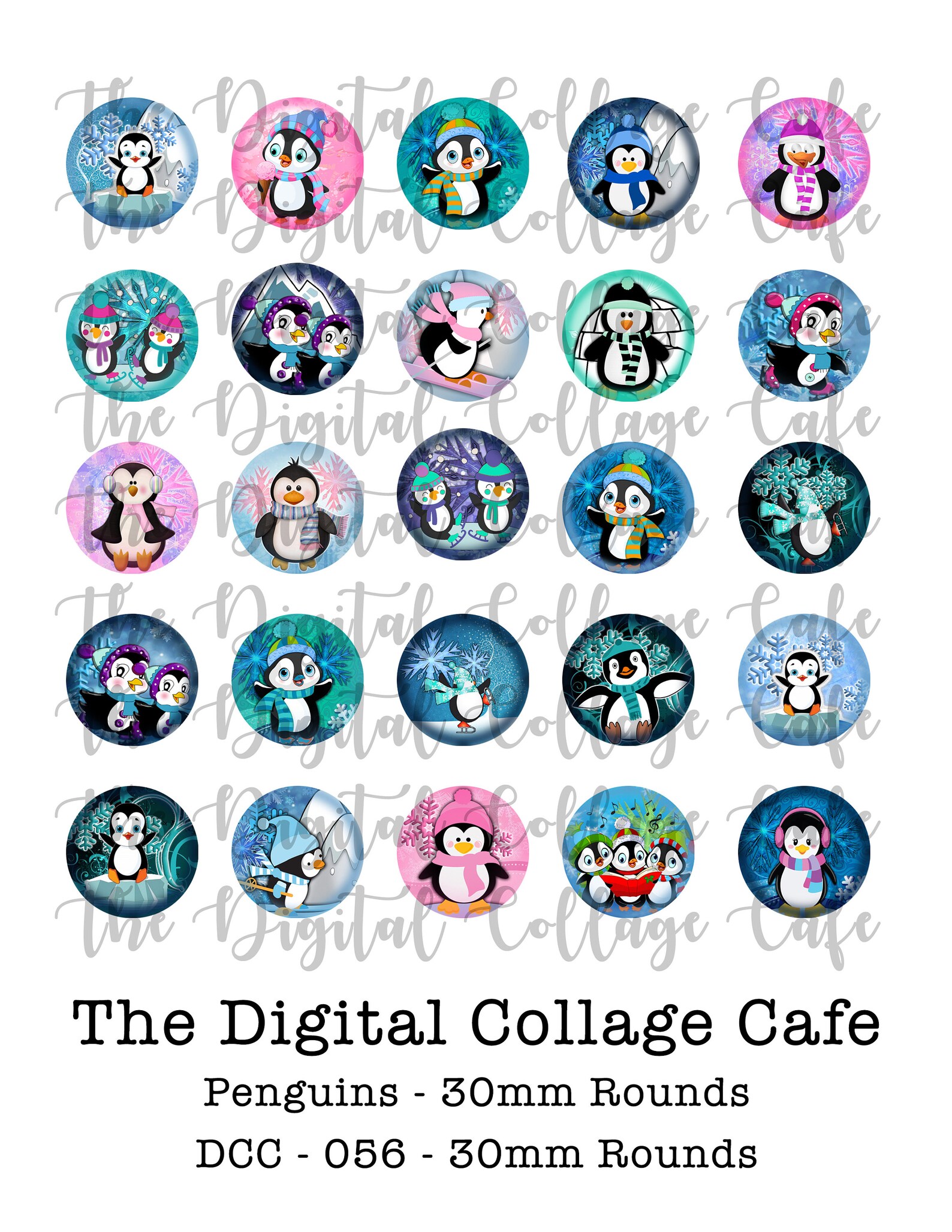 Penguin Digital Collage Sheet Winter Collage Snow Collage - Etsy