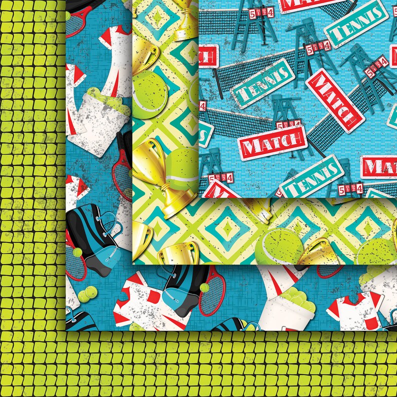 Tennis Seamless Digital Paper Pack, Tennis Ball Paper Pack, Tennis ...