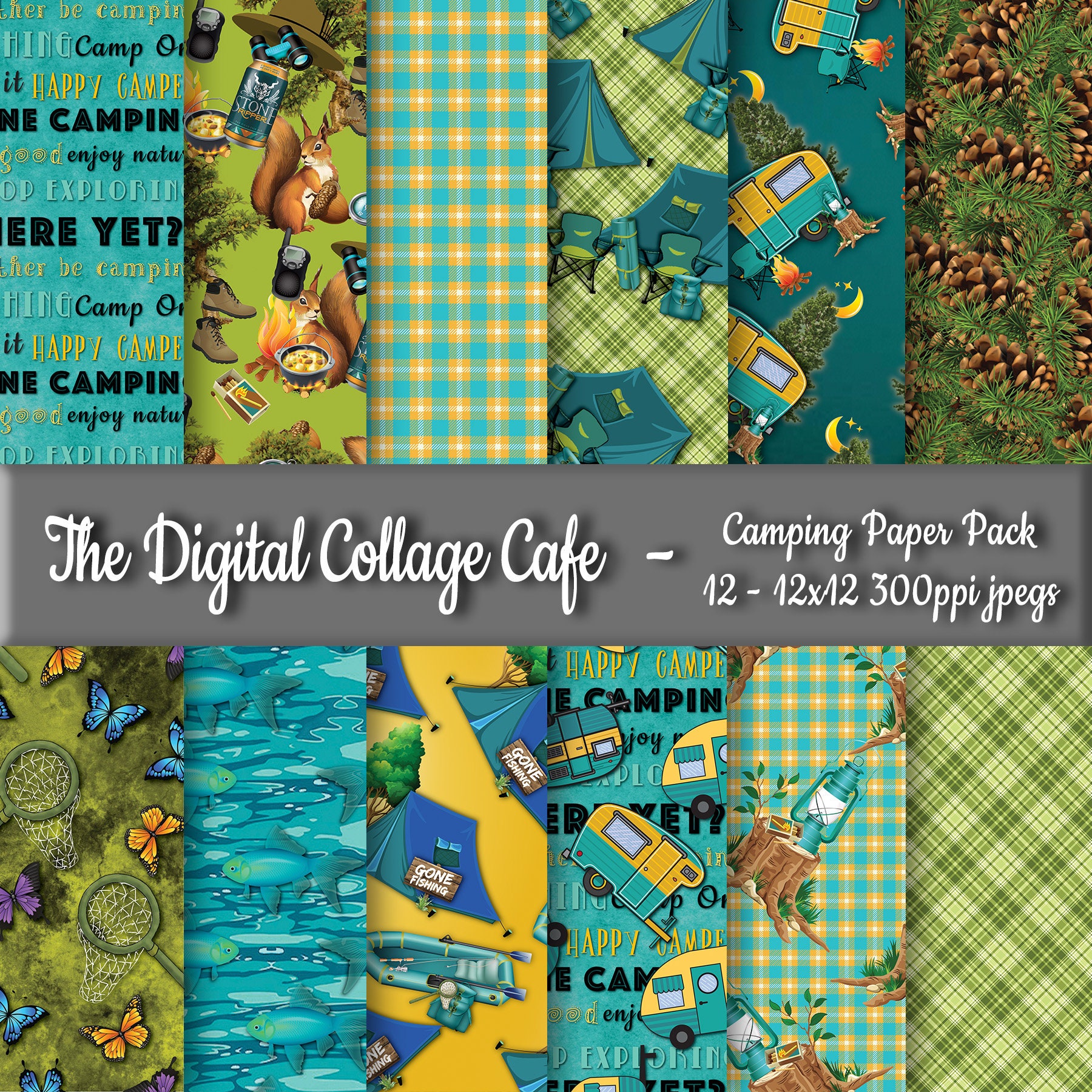 Camping Seamless Digital Paper Pack Hunting Digital Paper - Etsy