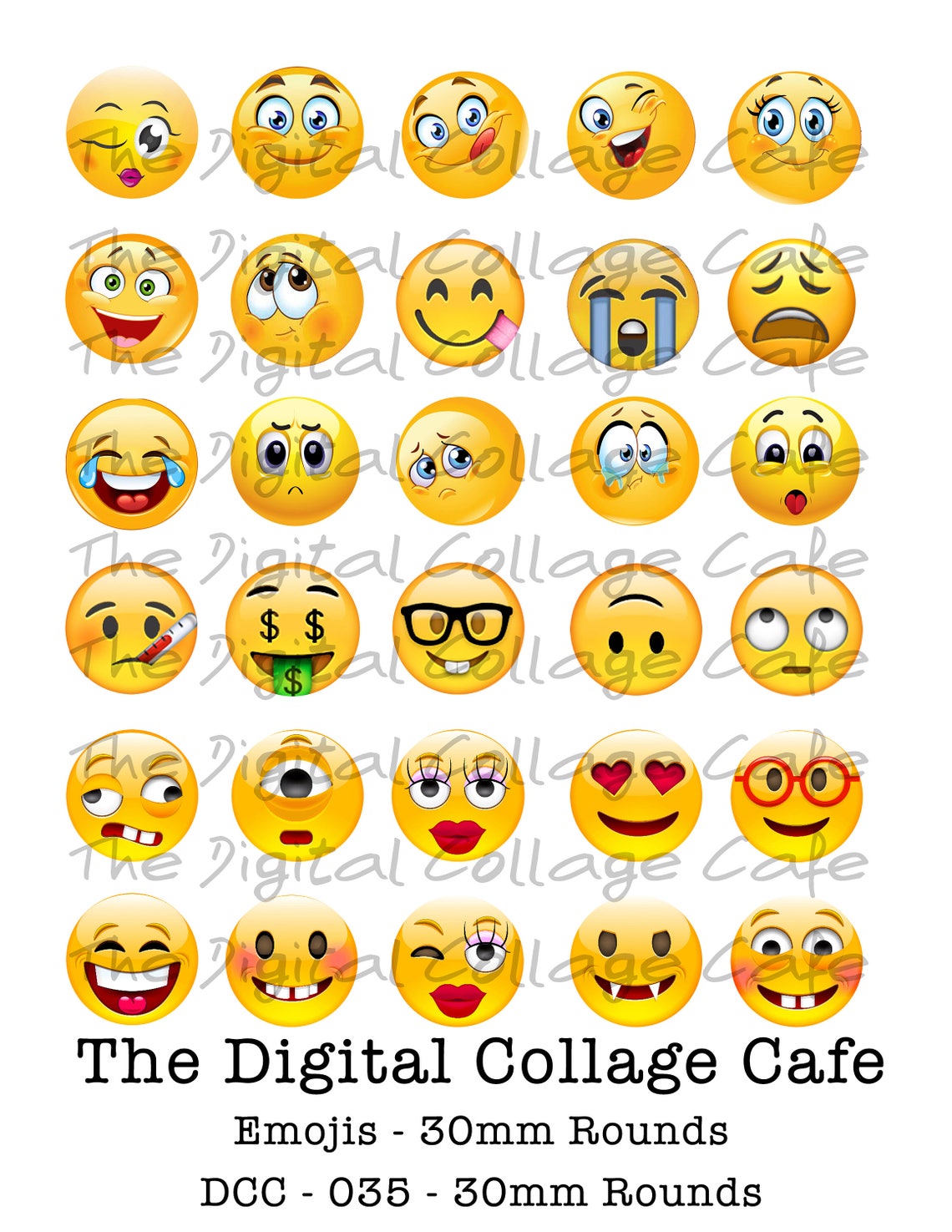 Emoji Digital Collage Sheet DCC035 Emoticons Collage Faces | Etsy