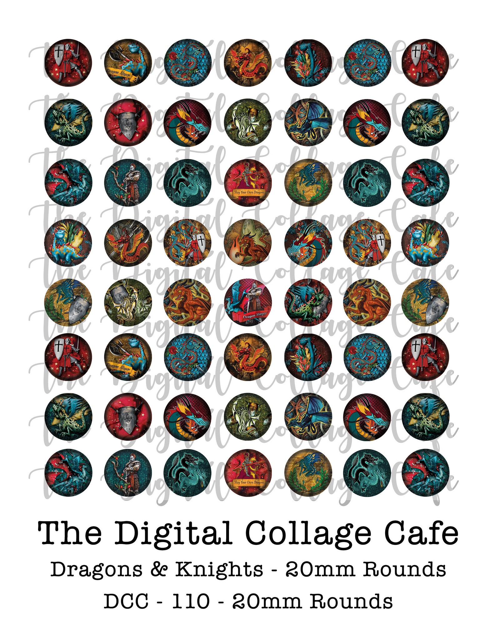 Dragons and Knights Digital Collage Sheet Medieval Collage - Etsy