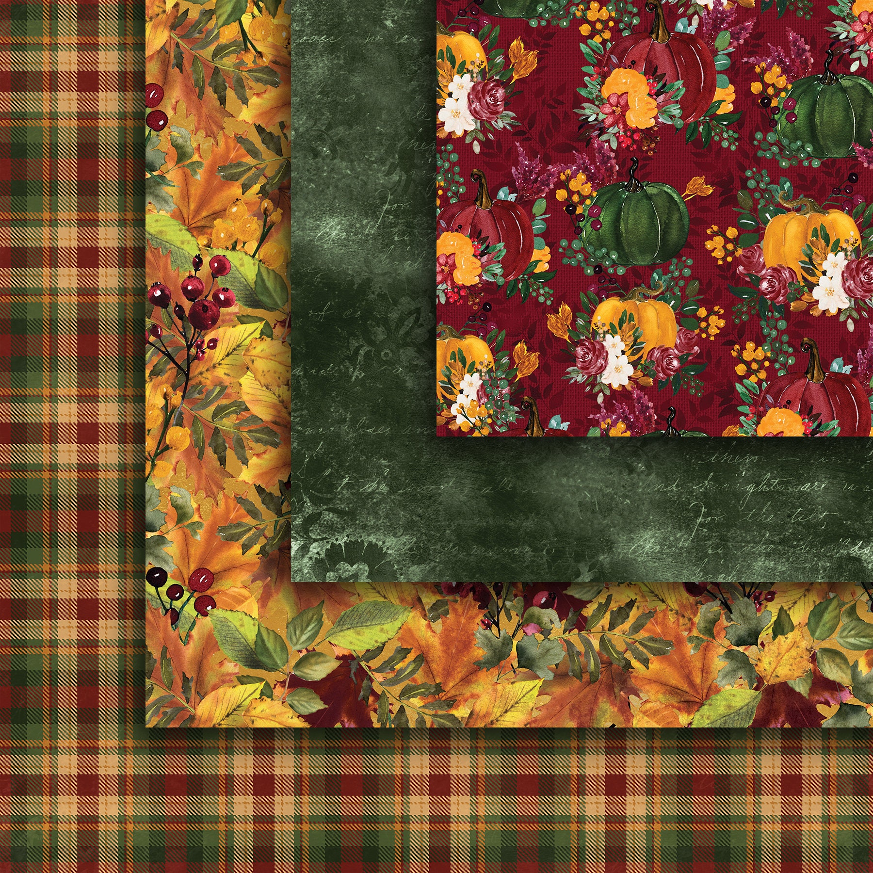 Fall Harvest Seamless Digital Paper Pack, Autumn Floral Digital Paper ...