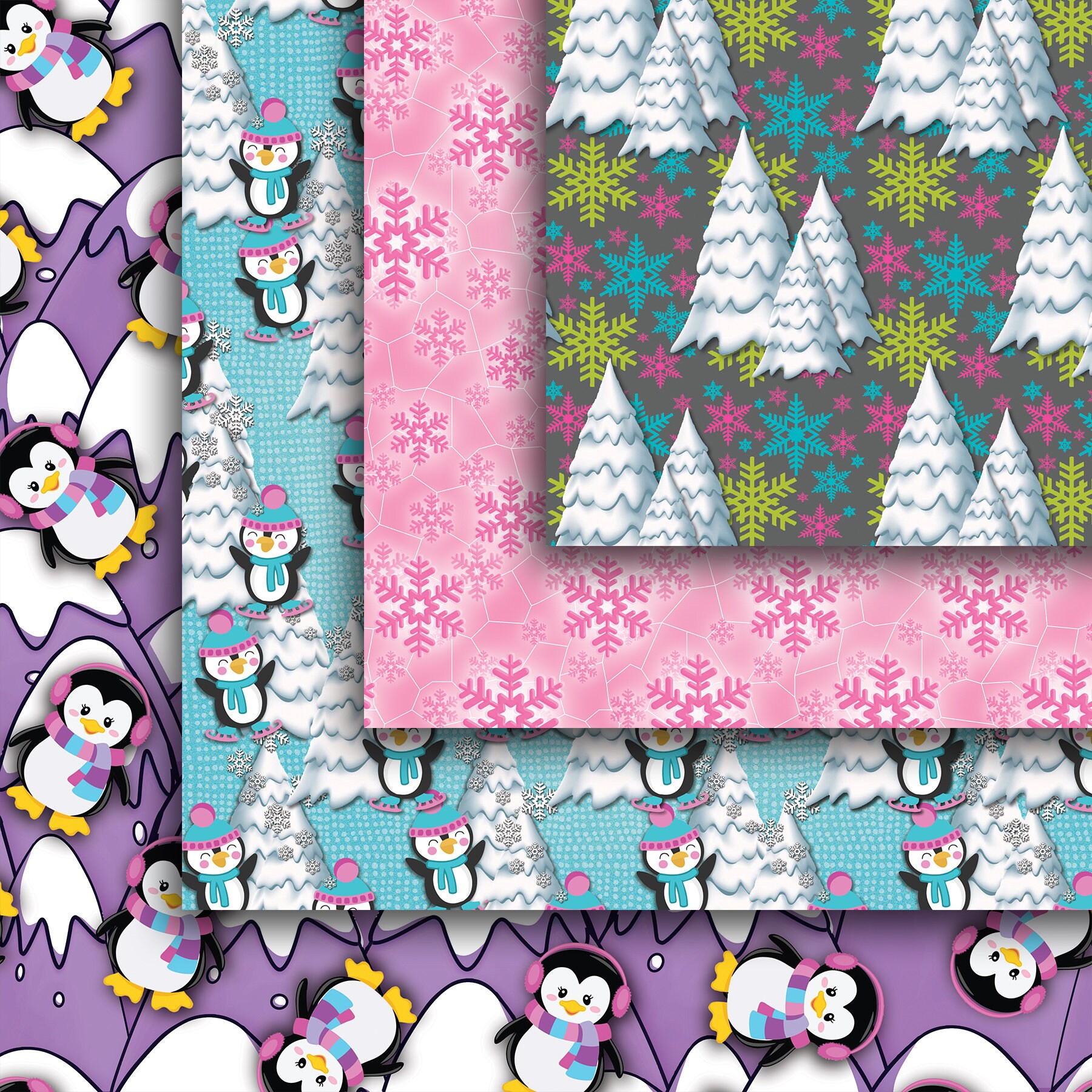 Penguin Seamless Digital Paper Pack, Winter Paper Pack, Penguin ...