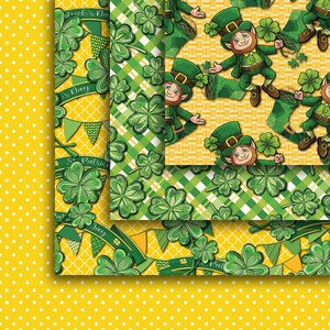 St. Patrick's Day Seamless Digital Paper Pack, Irish Papers, Leprechaun ...