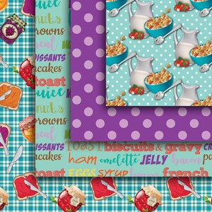 Breakfast Digital Paper Pack, Brunch Digital Paper Pack, Food Digital ...