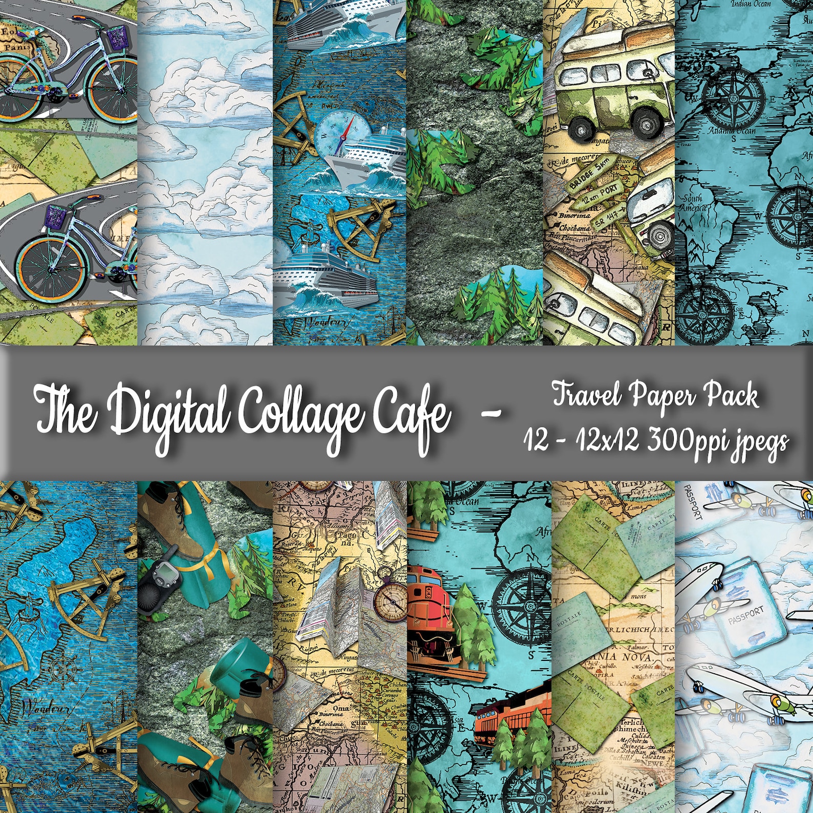 Travel Seamless Digital Paper Pack Adventure Digital Paper | Etsy