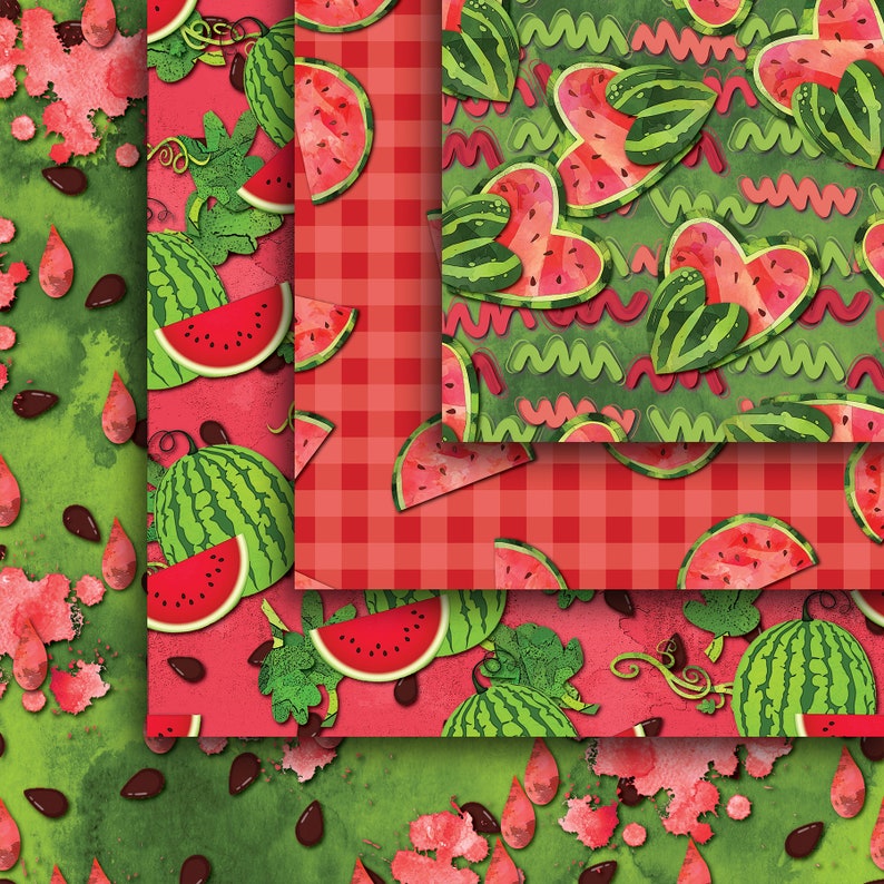 Watermelon Seamless Digital Paper Pack Fruit Digital Paper - Etsy