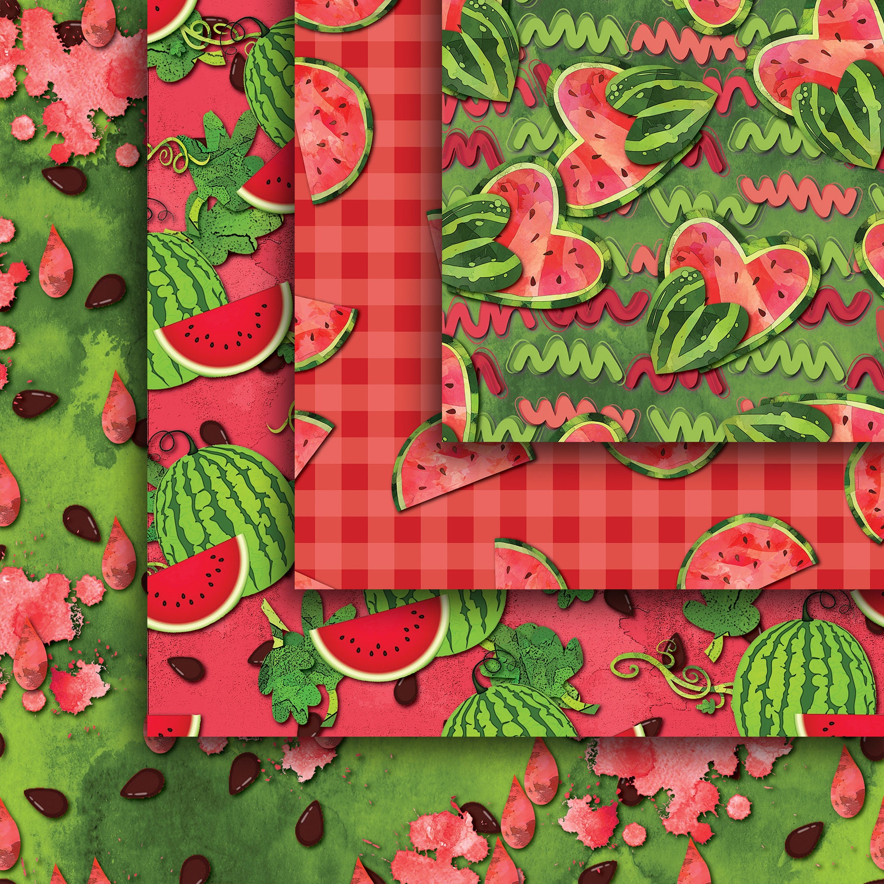 Watermelon Seamless Digital Paper Pack Fruit Digital Paper - Etsy