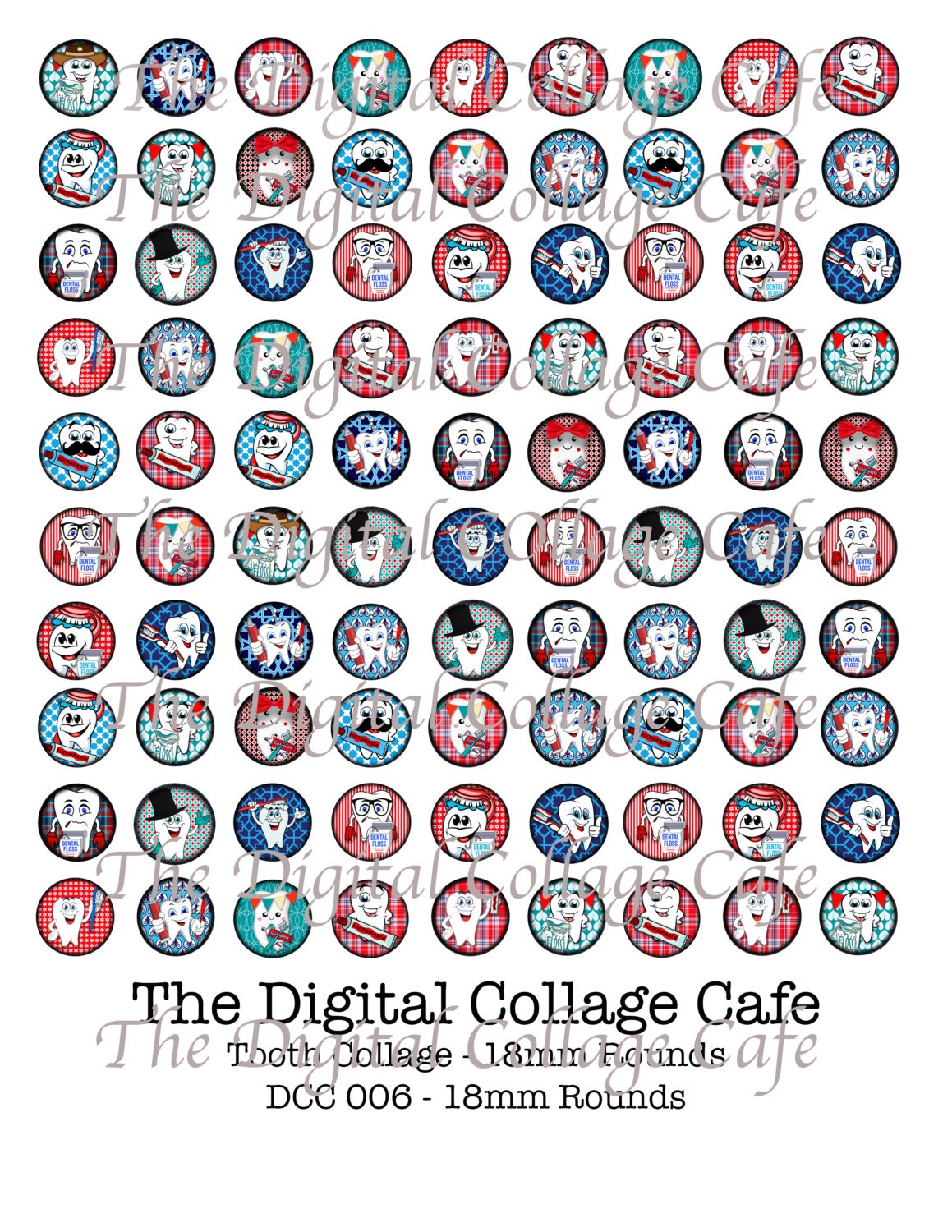 Tooth Digital Collage Sheet DCC006 Dental Hygienist Collage - Etsy