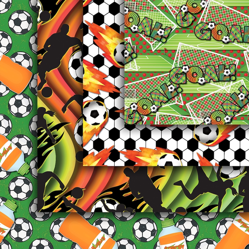 Soccer Seamless Digital Paper Pack, Soccer Player Seamless Digital ...