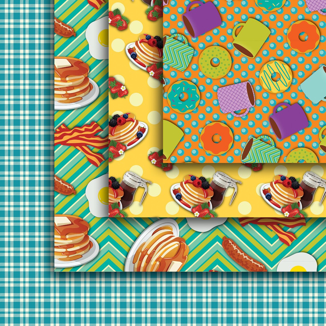 Breakfast Digital Paper Pack Brunch Digital Paper Pack Food | Etsy