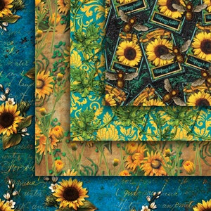 Sunflower Seamless Digital Paper Pack, Flower Seamless Digital Paper ...
