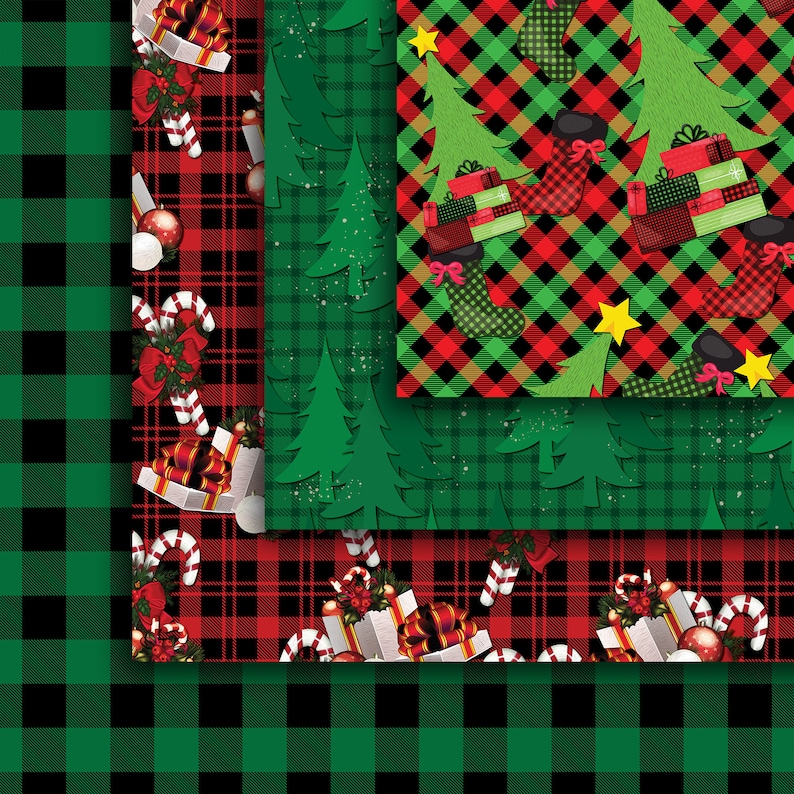 Country Christmas Seamless Digital Paper Pack, Holiday Digital Paper ...