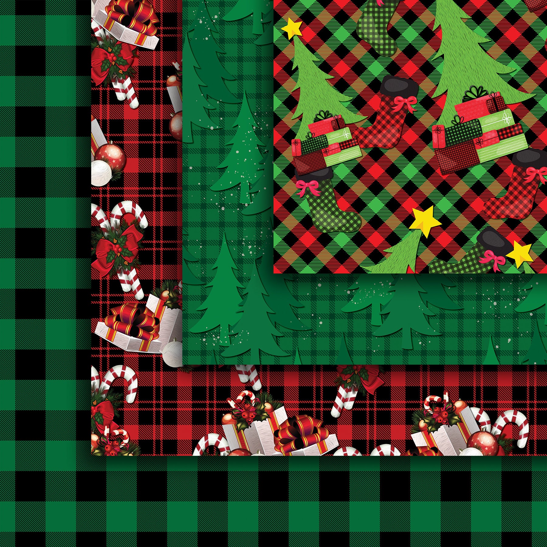 Country Christmas Seamless Digital Paper Pack Holiday Digital - Etsy