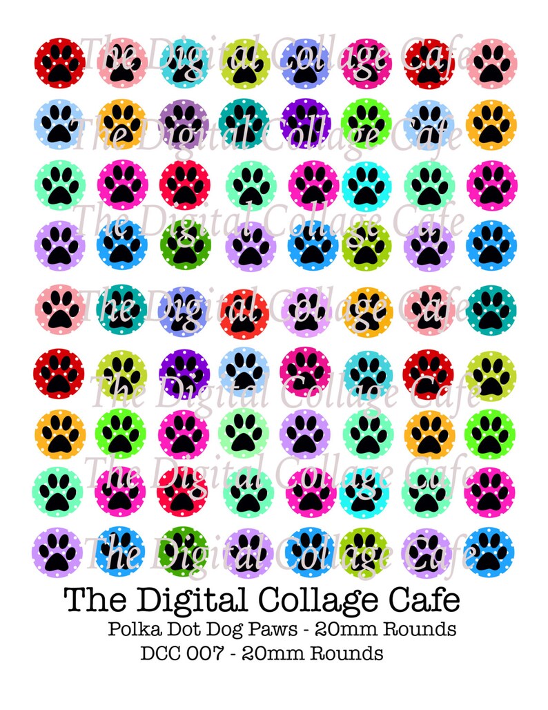 Polka Dot Dog Paws Digital Collage Sheet Dog Digital Collage | Etsy