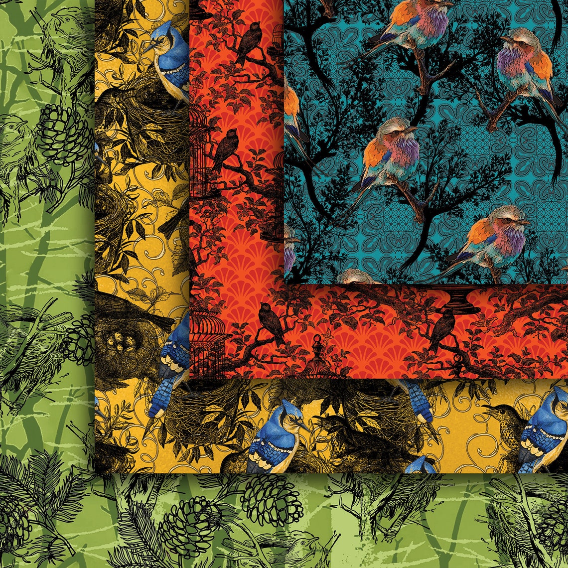 Birds Seamless Digital Paper Pack Vintage Bird Digital Paper | Etsy