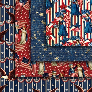 Vintage Fourth of July Seamless Digital Paper Pack, Patriotic Seamless ...