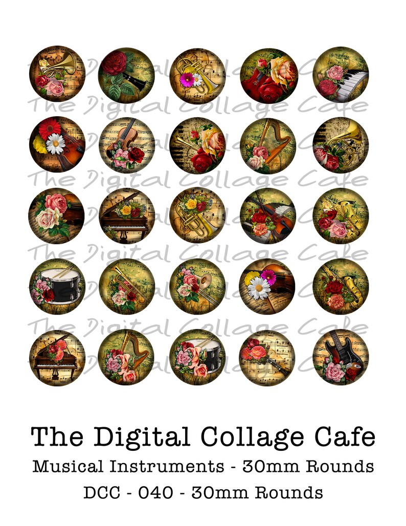 Musical Instruments Digital Collage Sheet DCC040 Music - Etsy