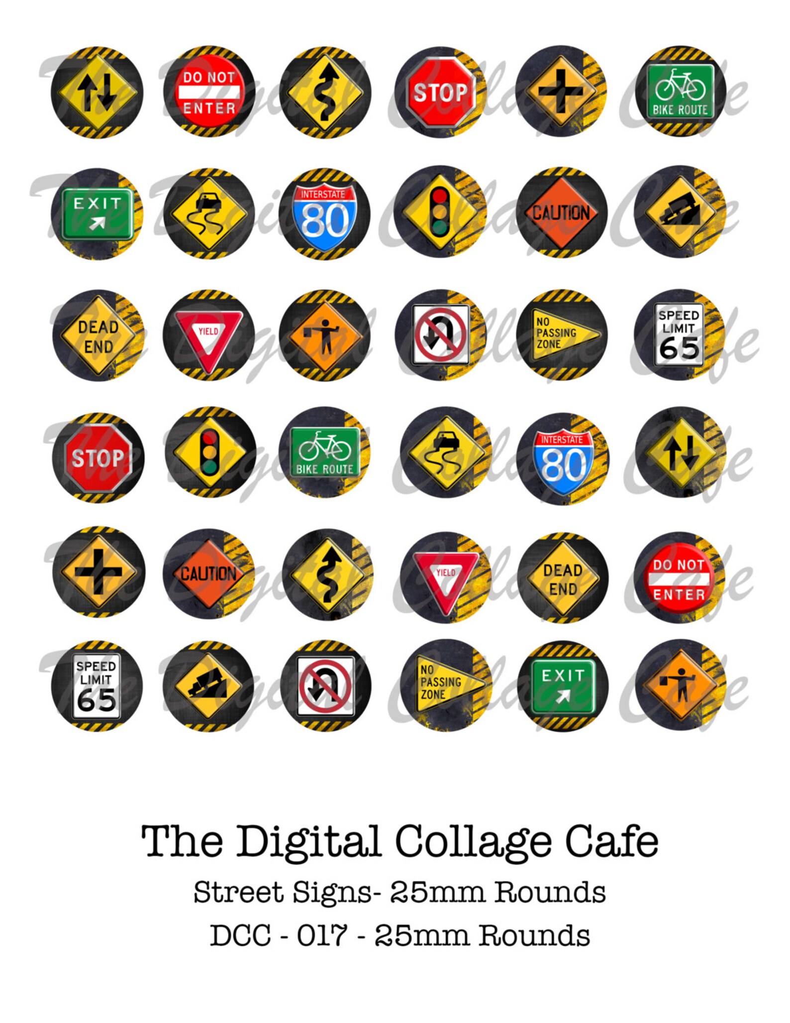 Street Signs Digital Collage Sheet DCC017 Traffic Signs - Etsy