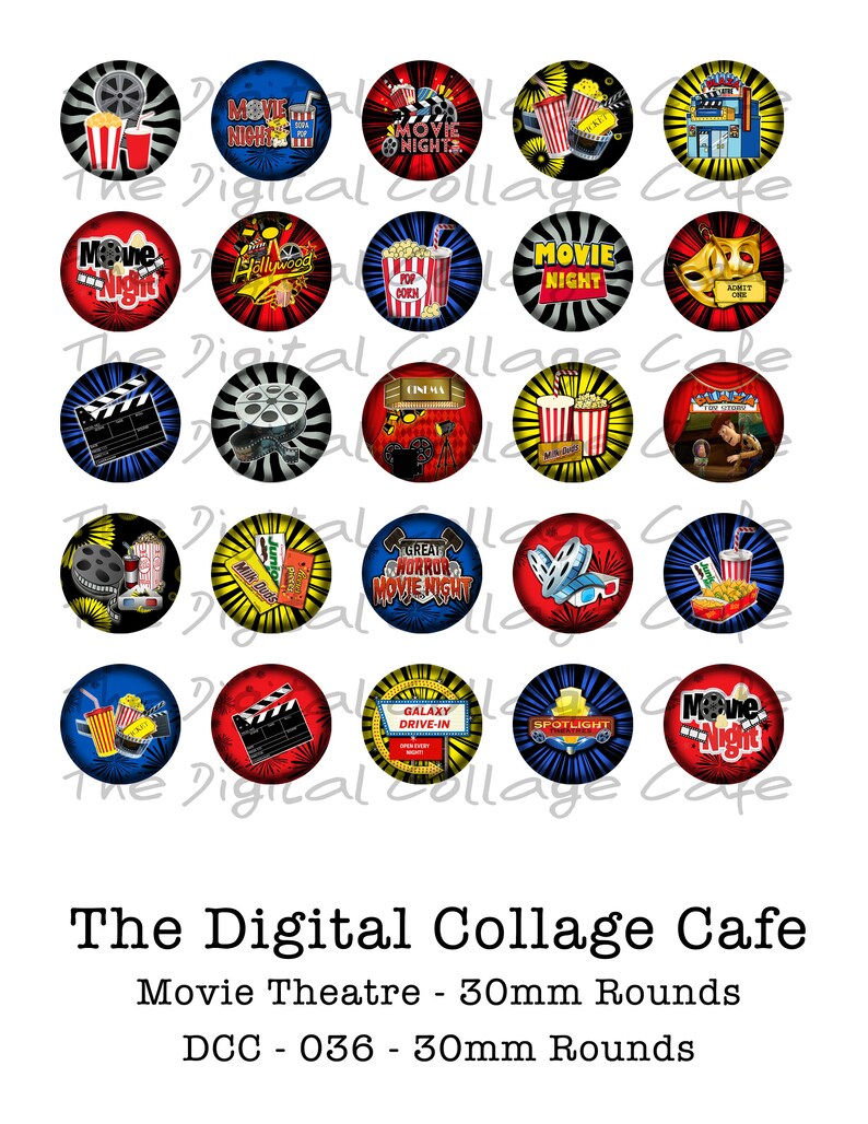 Movie Theater Digital Collage Sheet DCC036 Cinema Collage - Etsy