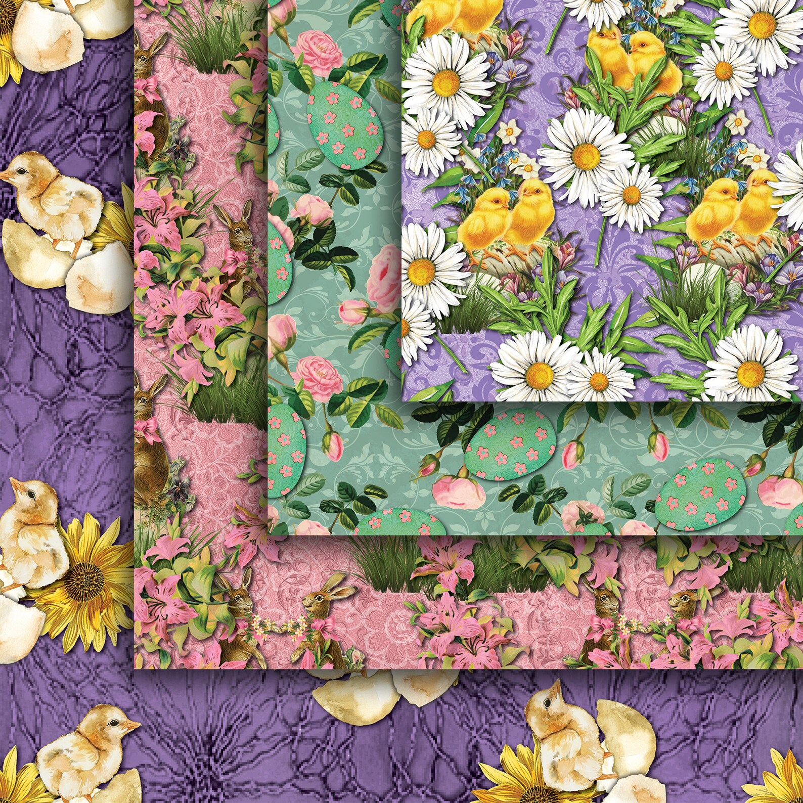 Easter Seamless Digital Paper Pack, Lamb Scrapbook Papers, Chick ...