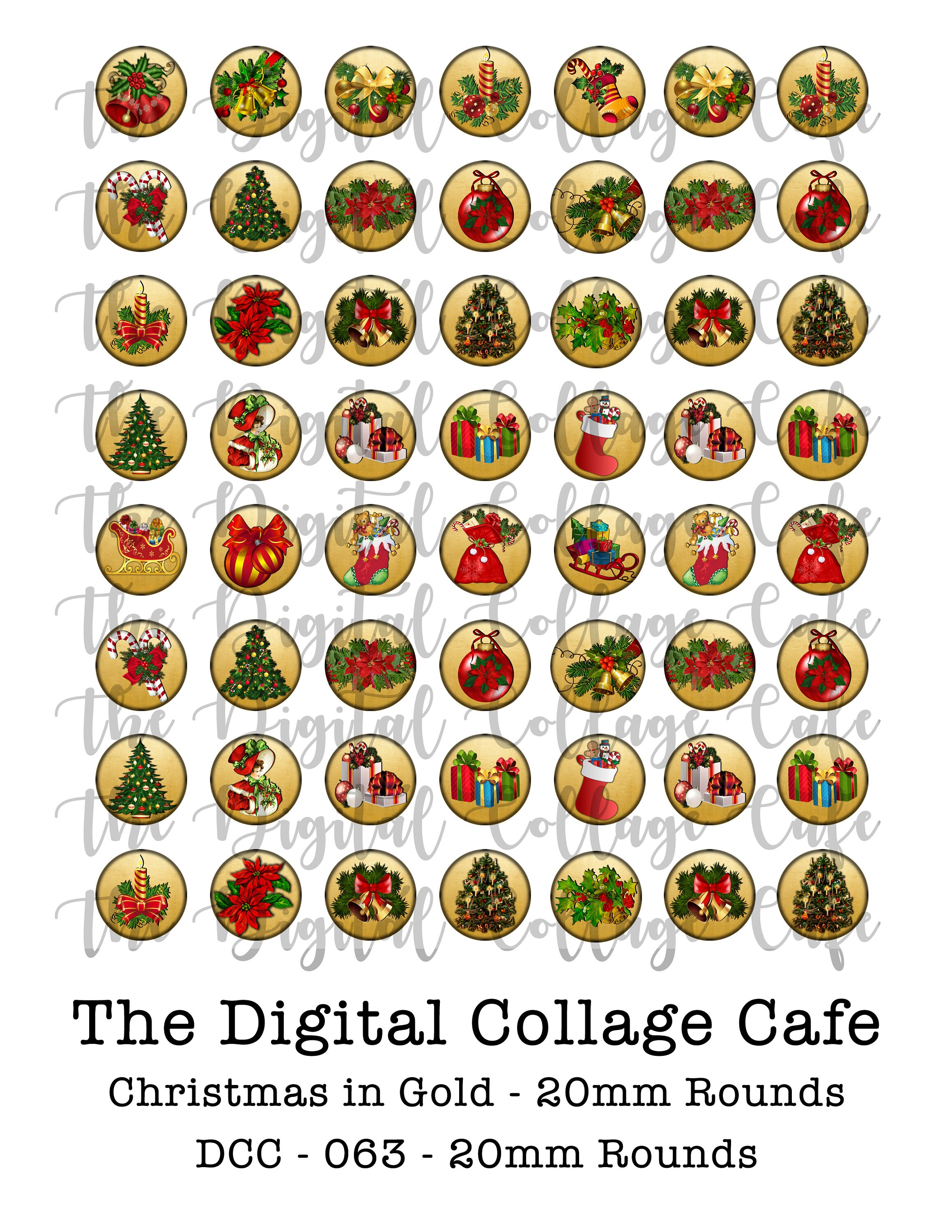 Christmas in Gold Digital Collage Sheet - Christmas Digital Collage ...