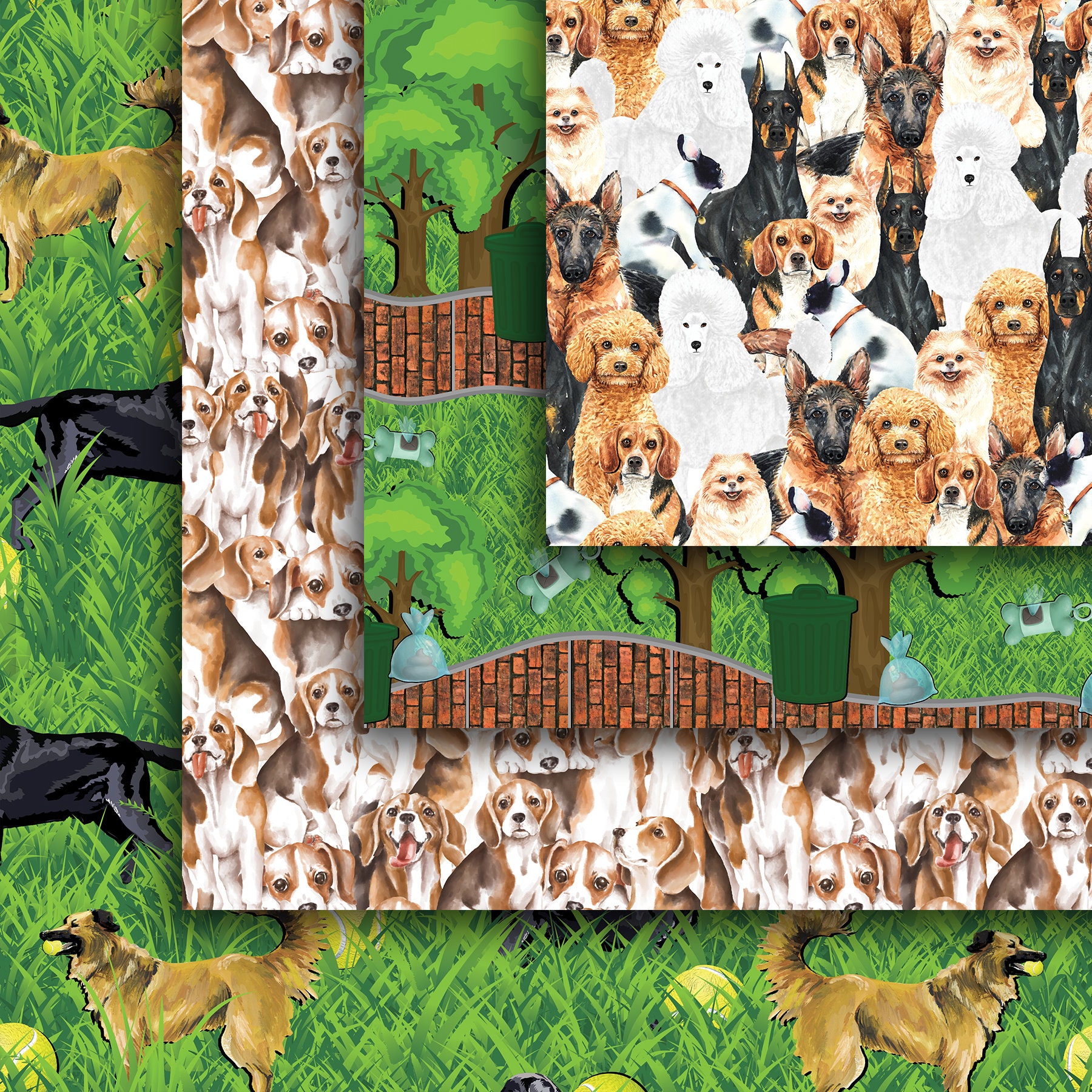 Dog Seamless Digital Paper Pack Spaniels Seamless Pattern - Etsy