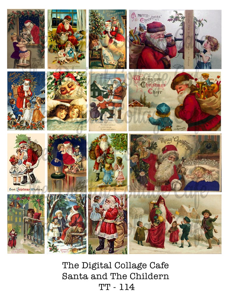 Santa and the Children - Digital Collage Sheet - TT - 114 - Instant ...