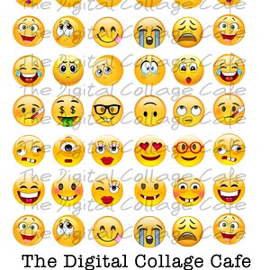 Emoji Digital Collage Sheet DCC035 - Emoticons Collage, Faces Collage ...