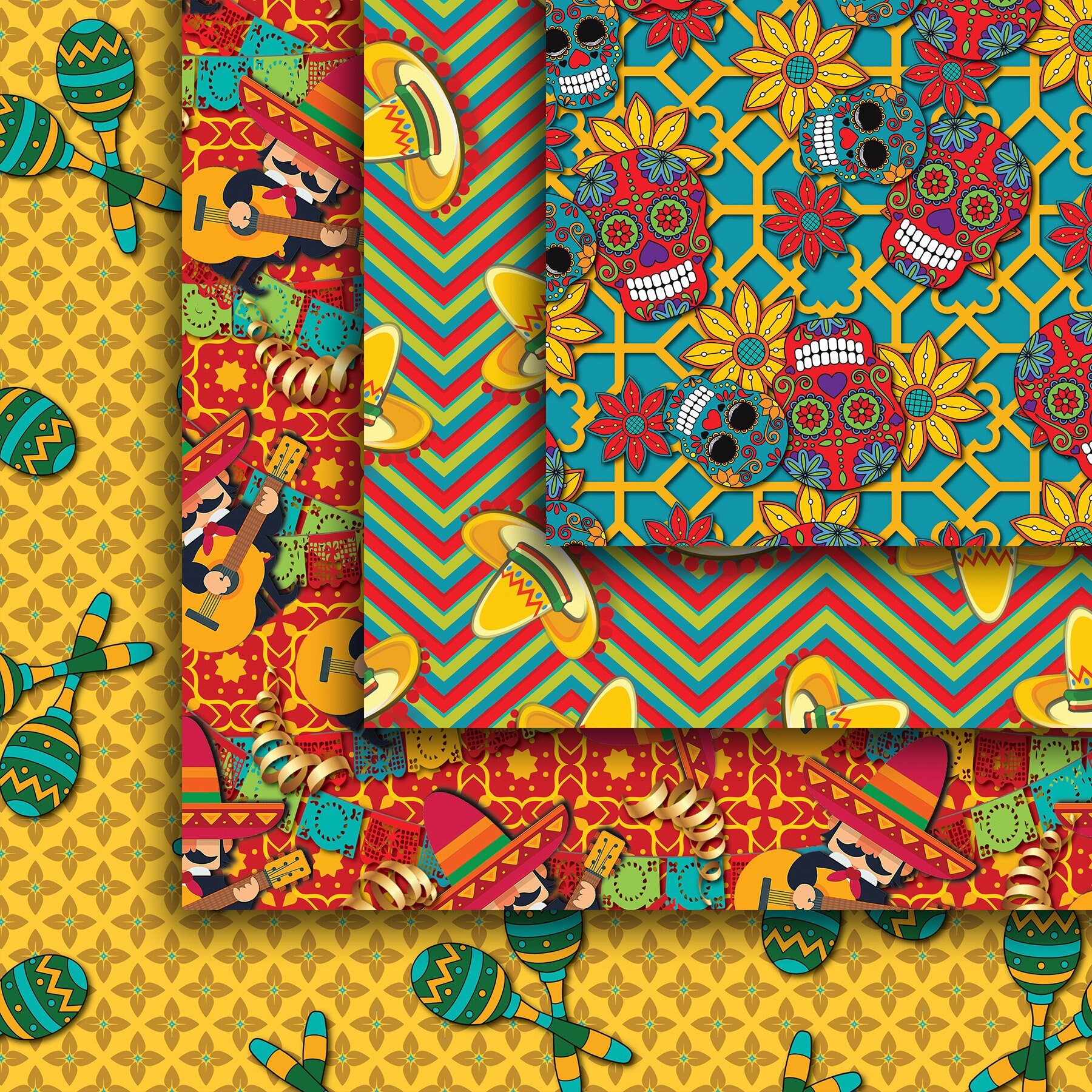 Cinco De Mayo Seamless Digital Paper Pack, Fiesta Digital Paper ...