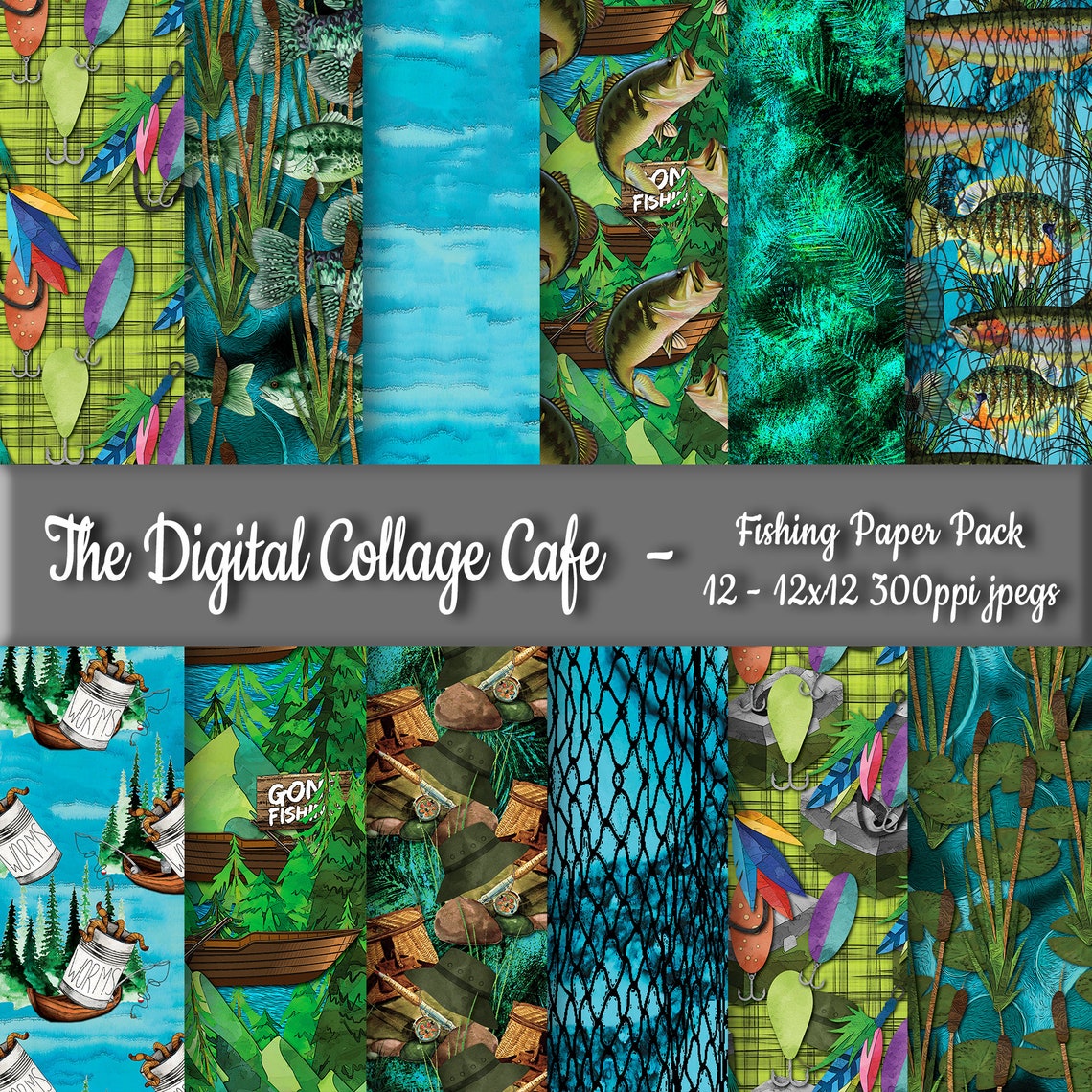 Fishing Seamless Digital Paper Pack Nature Digital Paper | Etsy