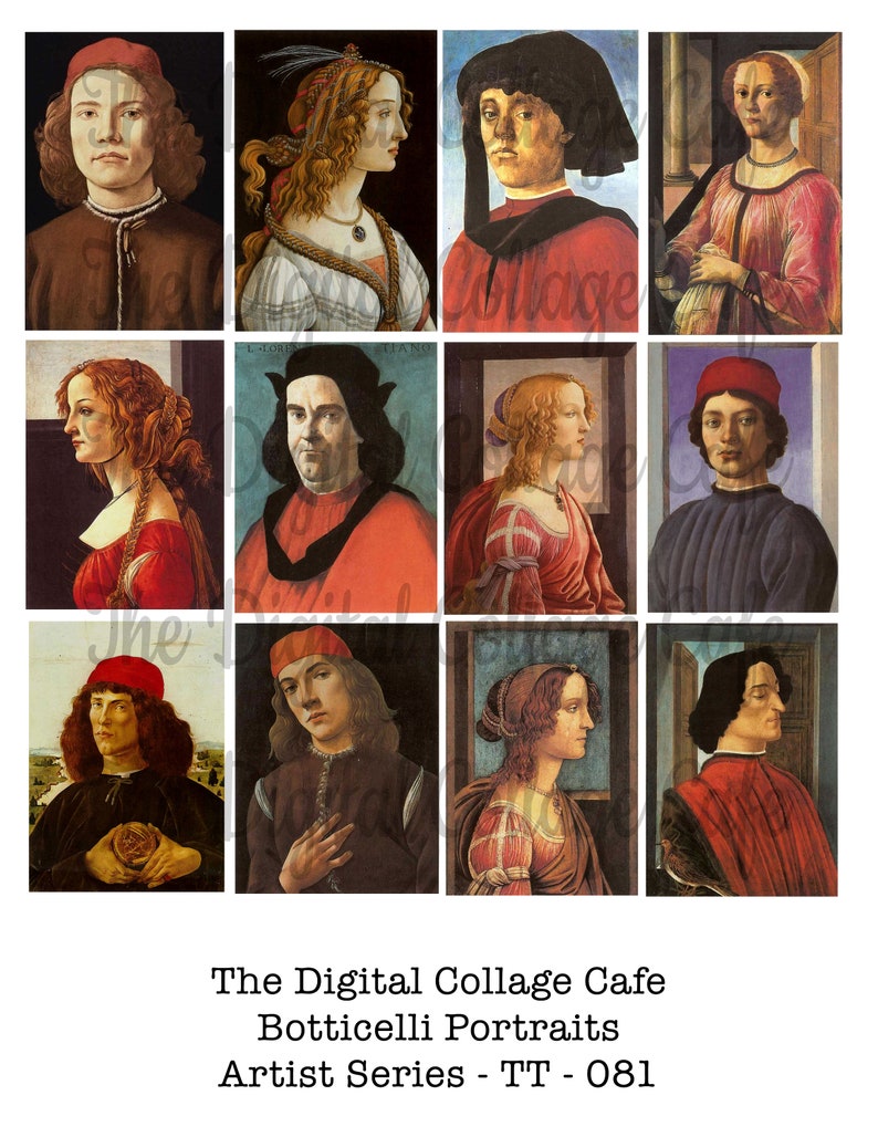 Botticelli - Portraits - Artist Series - Digital Collage Sheet - TT ...