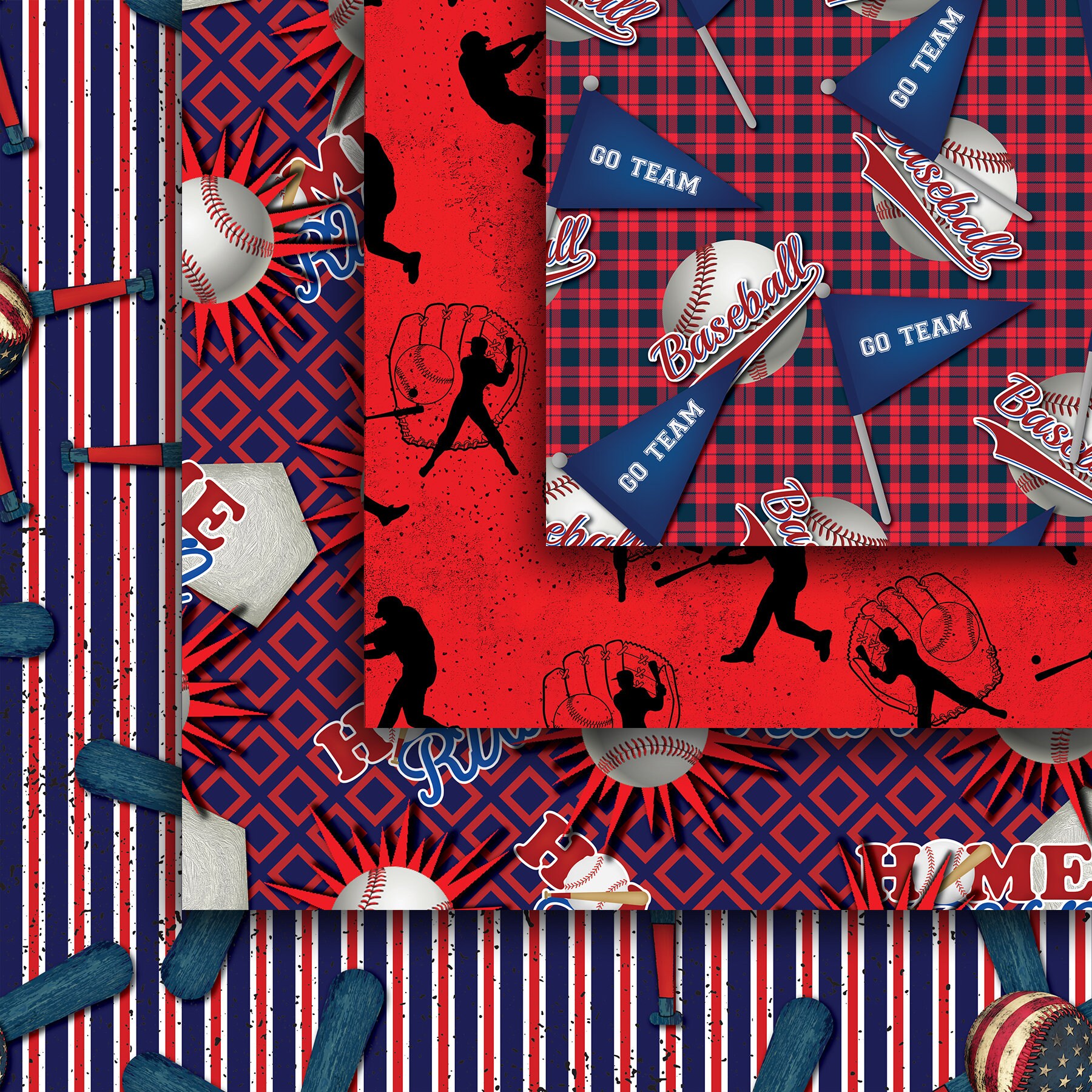 Baseball Seamless Digital Paper Pack, Home Run Digital Paper, MLB ...