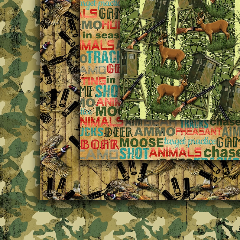 Hunting Seamless Digital Paper Pack, Duck Hunting Digital Paper, Deer ...
