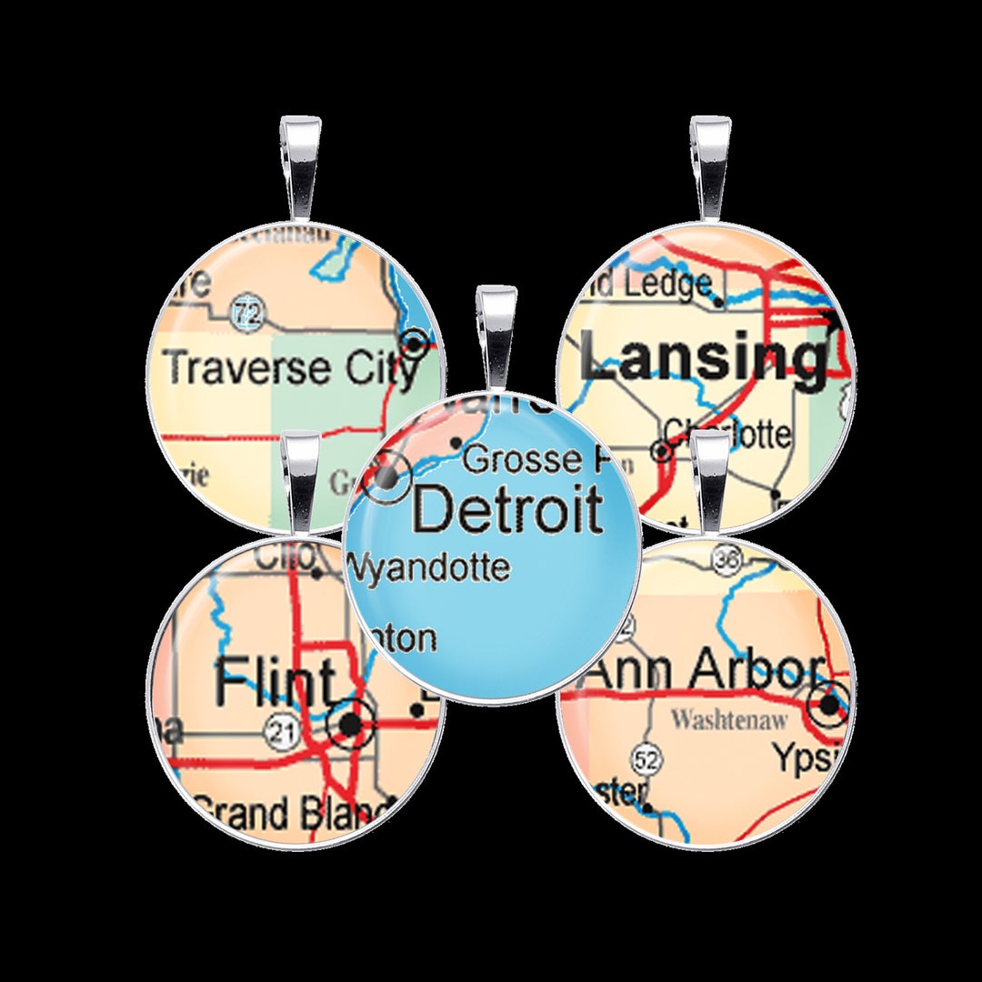 Michigan City Maps Digital Collage Sheet, Michigan Bottle Cap Images ...