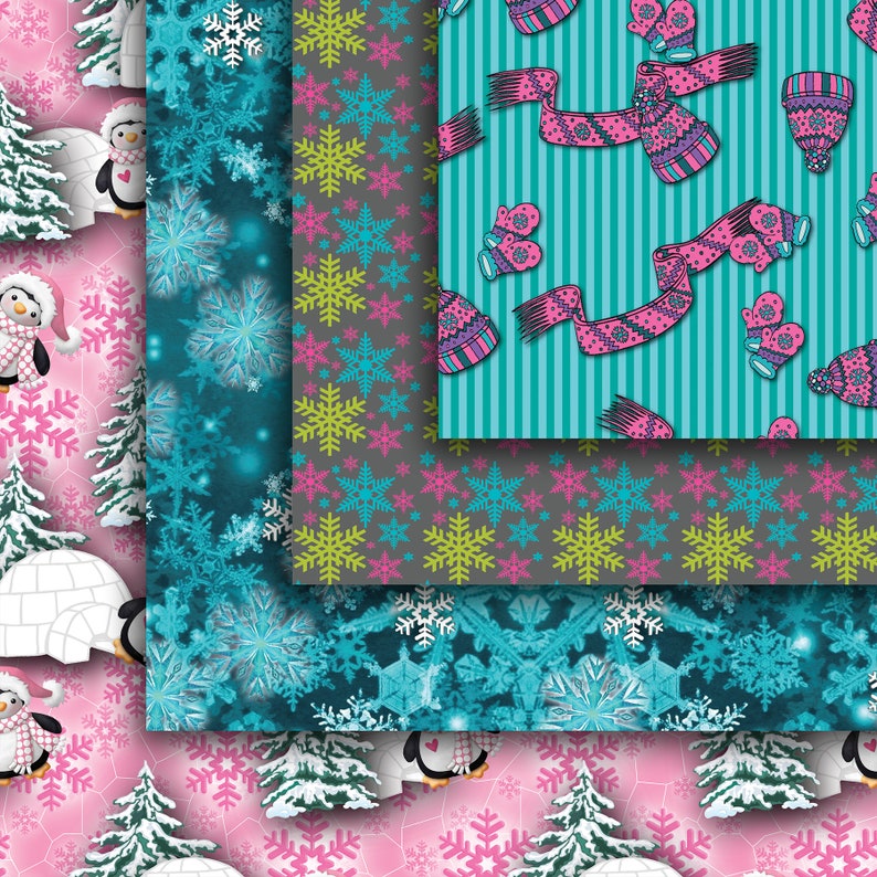 Penguin Seamless Digital Paper Pack, Winter Paper Pack, Penguin ...
