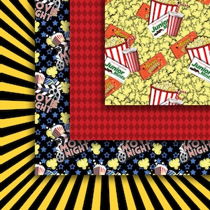 Movie Theatre / Movie Theater Seamless Digital Paper Pack, Cinema Paper ...