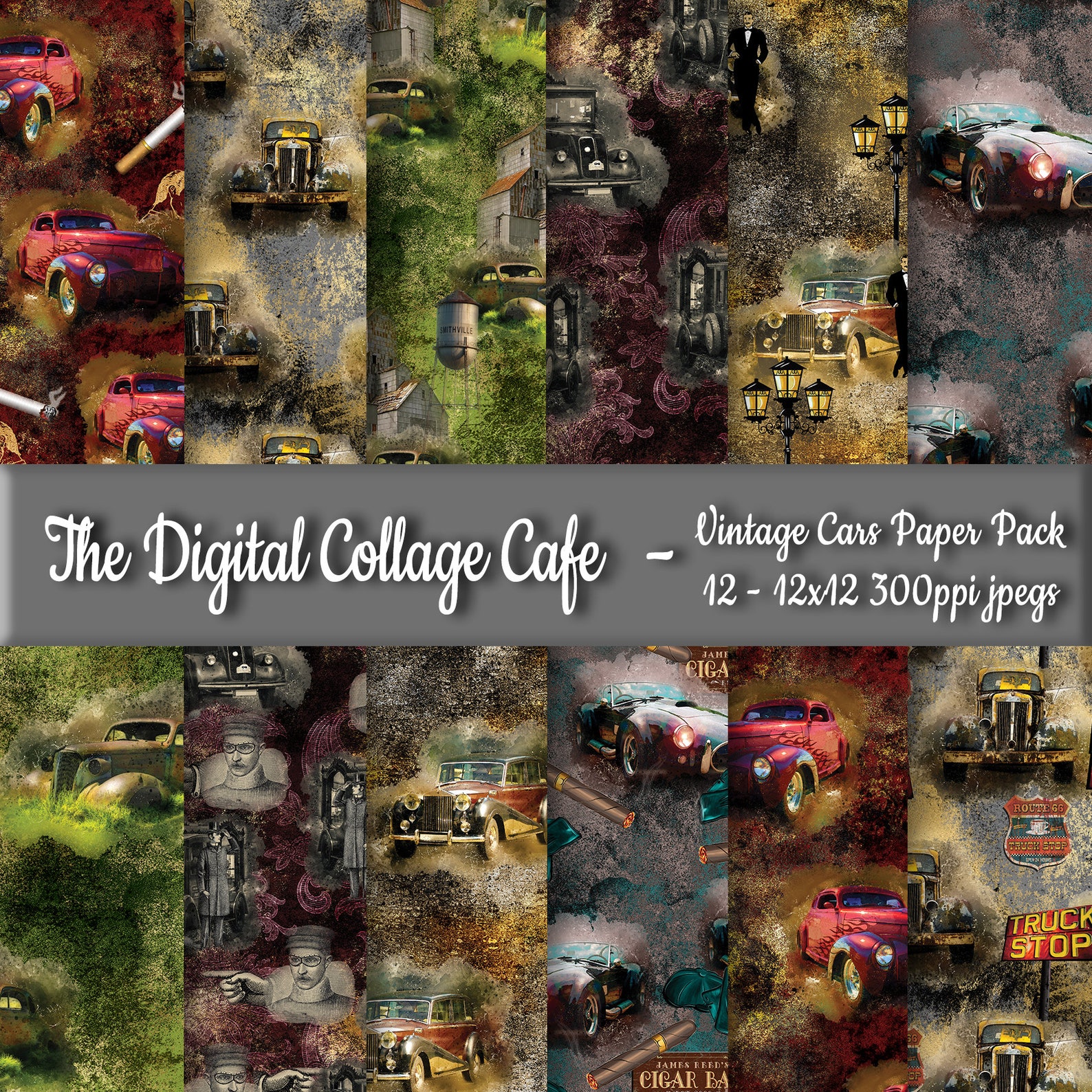 Vintage Cars Seamless Digital Paper Pack Hot Rod Digital | Etsy