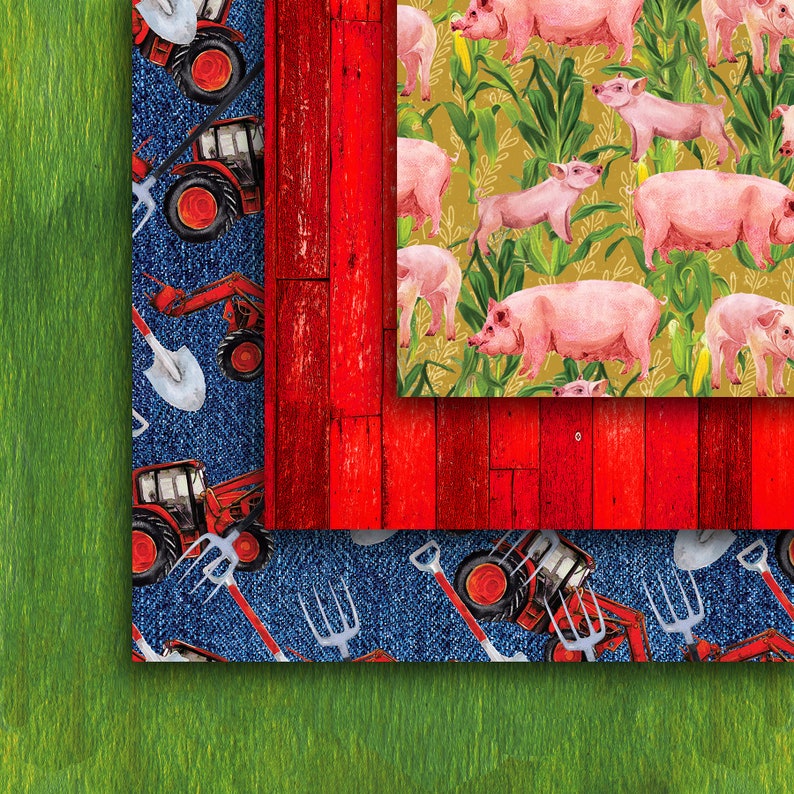 Farm Seamless Digital Paper Pack Farmer Digital Paper Pack | Etsy