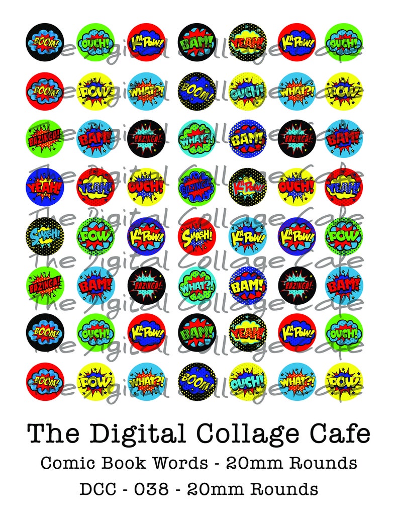Comic Book Words Digital Collage Sheet DCC038 Superhero - Etsy