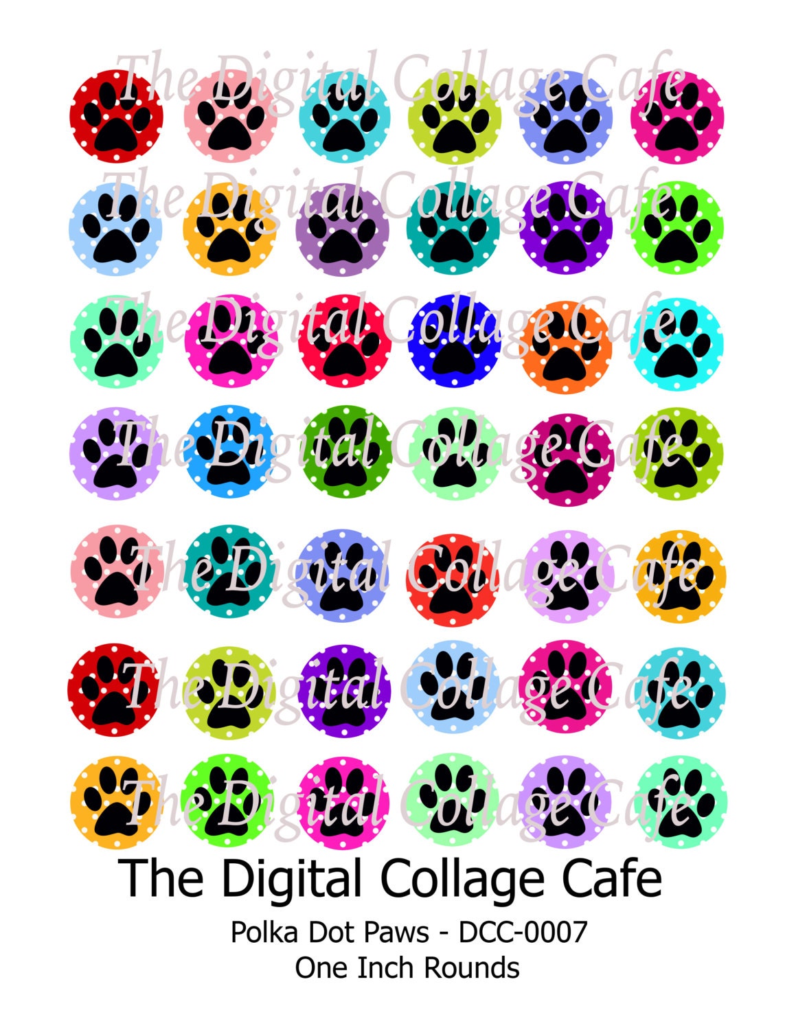 Polka Dot Dog Paws Digital Collage Sheet - Dog Digital Collage DCC007 ...